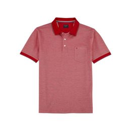 OLYMP Herren OLYMP Poloshirt &raquo;Casual&laquo; Two-Tone Piqu&eacute;, Seitenschlitzen im Saum rot XXL