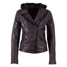 Mauritius Damen Lederjacke &raquo;MWTary SF&laquo; mit Kapuze mit Jerseykapuze und Reverskragen, Slim Fit XS Trachtenmode