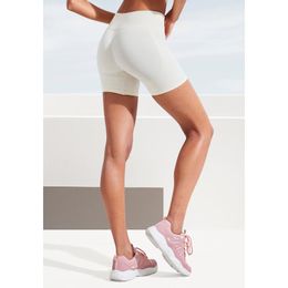 Lascana Damen Lascana Funktionsshorts &raquo;Po Push Up&laquo; mit Rippstruktur und Shapingeffekt, Sportshorts beige XS (32/34), N-Gr
