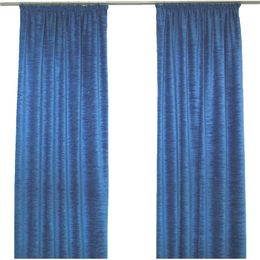 WIRTH Vorhang &raquo;Holmsund 288g/qm&laquo; Kr&auml;uselband 1 Stk. tlg. blau Chenille, Polyacryl