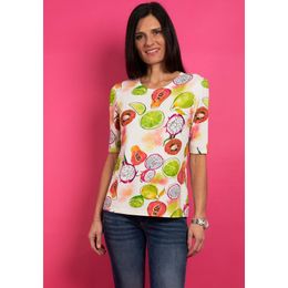 Seidel Moden Damen T-Shirt mit Fr&uuml;chteprint, MADE IN GERMANY wei&szlig; 52