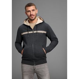 Bruno Banani Herren Sweatjacke moderner Brustprint grau M (48/50)