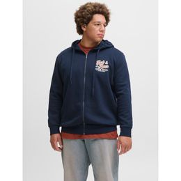 Jack & Jones PlusSize Jack & Jones Plussize Herren Jack & Jones PlusSize Kapuzensweatshirt &raquo;JJELOGO SWEAT ZIP HOOD 2 COL AW25 PLS&laquo; blau 3XL