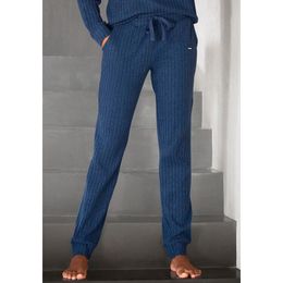 Lascana Damen Lascana Homewearhose Lounge-/ Strickhose mit praktischen Taschen, Loungewear blau 36/38, N-Gr