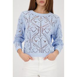 monari Damen Strickpullover &raquo;Ajour&laquo; Rundhalsausschnitt, Chenillegarn, Leicht &uuml;berschnittene Schultern 36