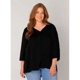 Base Level Curvy Damen Shirtbluse &raquo;Yanina&laquo; mit V-Ausschnitt schwarz 54/56