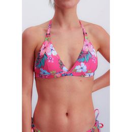 JOOP! Jeans Damen JOOP! Jeans Triangel-Bikini-Top &raquo;JEANS! HIBISCUS&laquo; Floraler Print, Logo-Details, wattierte Cups pink 34, Cup C
