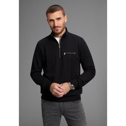 Bruno Banani Herren Sweatshirt, mit Troyer Kragen schwarz L (52/54)
