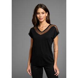 Laura Scott Damen T-Shirt mit Mesh-Einsatz schwarz 36/38