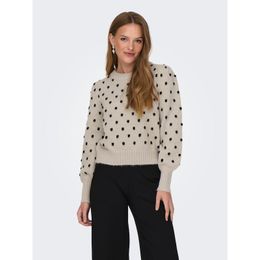 Jacqueline de Yong Jdy Damen JDY Rundhalspullover &raquo;JDYSIGRID LIFE L/S ON PUFF PULL KNT NOOS&laquo; in gepunkteter Optik beige L
