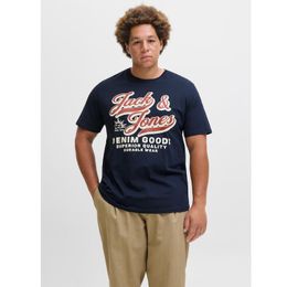 Jack & Jones PlusSize Jack & Jones Plussize Herren Jack & Jones PlusSize T-Shirt &raquo;JJELOGO TEE SS ONECK 2 COL AW25 NOOS PLS&laquo; blau 4XL