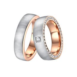 DOOSTI Unisex DOOSTI Trauring &raquo;Schmuck Geschenk Edelstahl Trauring Ehering Partnerring LIEBE&laquo; Made in Germany - wahlweise mit oder ohne Zirkonia rosa