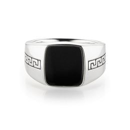 Bruno Banani Herren Fingerring &raquo;Schmuck Geschenk Silber 925 Herrenring Siegelring M&auml;ander Onyx&laquo; mit Onyx silber