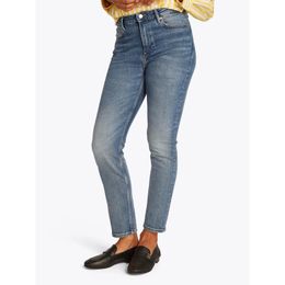 Tommy Hilfiger Damen Slim-fit-Jeans &raquo;Slim Cigarette High Waist&laquo; mit Logo-Badge, in blauer Waschung 27, L&auml;nge 32