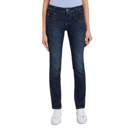 Tom Tailor Damen Tom Tailor Gerade Jeans &raquo;Alexa Straight&laquo; mit Kontrastn&auml;hten blau 34, L&auml;nge 34