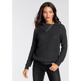 Laura Scott Damen Strickpullover mit elegantem Glitzerdetail grau 36
