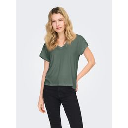 Only Damen Only V-Shirt &raquo;ONLFREE LIFE S/S V-NECK LACE TOP JRS&laquo; Materialmix, loose fit, V-Ausschnitt XS