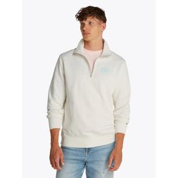 Tommy Jeans Herren Sweatshirt &raquo;TJM REG BUBBLE QRTR ZIP FRNT/BCK&laquo;, mit gro&szlig;em R&uuml;ckenprint wei&szlig; L