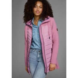 Kangaroos Damen Kangaroos Langjacke mit Kapuze Hybridjacke - Fleecejacke mit wattierten Bereichen lila 50