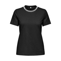 Only Damen Only Kurzarmshirt &raquo;ONLJOLLY LIFE S/S REG PEARL TOP JRS&laquo; schwarz S