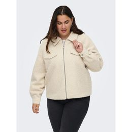 Only Carmakoma Damen Only CARMAKOMA Boucl&egrave;jacke &raquo;CARMALO SHORT BOUCLE JACKET OTW NOOS&laquo; ohne Kapuze beige 54