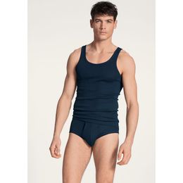 Calida Herren Calida Tanktop &raquo;Twisted Cotton&laquo; Pure Cotton, Feinripp-Qualit&auml;t, Rundhals-Ausschnitt blau S (46/48)