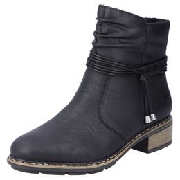 Rieker Damen Winterstiefelette mit Zierkordel und slouchy Schaft schwarz 42