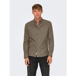 Only & Sons Only & Sons Herren ONLY & SONS Langarmhemd &raquo;ONSROAD LIFE REG MELANGE LS SHIRT NOOS&laquo; gr&uuml;n L, N-Gr