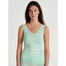 Calida Damen Calida Tanktop &raquo;Natural Comfort Lace&laquo; elastisch, V-Ausschnitt, weiche Spitze, breite Tr&auml;ger gr&uuml;n M (44/46)