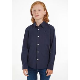 Tommy Hilfiger Kinder Langarmhemd &raquo;SOLID STRETCH POPLIN SHIRT L/S&laquo; mit Logo-Stickerei f&uuml;r Kinder bis 16 Jahre blau 8/128, N-Gr