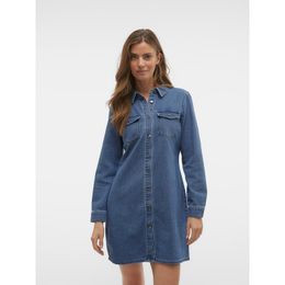 V&eacute;ro Moda Vero Moda Damen Jeanskleid &raquo;VMJENNIE LS SHORT DENIM DRESS GA NOOS&laquo; Brusttaschen blau M, N-Gr