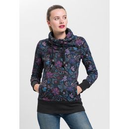 Ragwear Damen Sweater &raquo;NESKA O&laquo;, Kapuzen-Sweater mit asymetrischem Schalkragen schwarz S