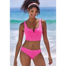 Venice Beach Damen Crop-Bikini-Top &raquo;Lucky&laquo; mit V-B&uuml;gel Detail vorne pink 38, Cup A/B