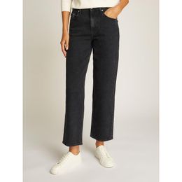 Tommy Jeans Damen Straight-Jeans &raquo;LAYLA HR SLIM STR&laquo; in Kn&ouml;chell&auml;nge schwarz 25, L&auml;nge 32