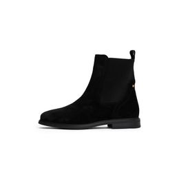 Tommy Hilfiger Damen Chelseaboots &raquo;FLAG SUEDE CHELSEA BOOT&laquo; , Stiefelette, Businessschuh mit Hardcover-Flagge an der Ferse schwarz 39