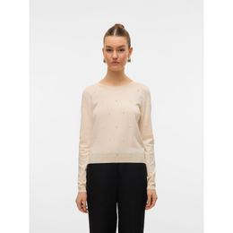 V&eacute;ro Moda Vero Moda Damen Rundhalspullover &raquo;VMGLORY PEARL LS O-NECK PULLOVER BOO&laquo; beige XS