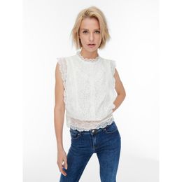 Only Damen Only Spitzenshirt &raquo;ONLKARO &ndash; Spitzentop mit Stehkragen f&uuml;r elegante Looks&laquo; regular fit, feminin, Web, Materialmix, hochgeschlossen wei&szlig; M