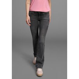 Arizona Damen Bootcut-Jeans &raquo;mit Keileins&auml;tzen&laquo; ausgestellte Beinform, niedrige Leibh&ouml;he, elastisches Material grau 38, N-Gr