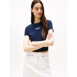 Tommy Jeans Damen Kurzarmshirt &raquo;TJW SLIM ESSENTIAL LOGO2 TEE EXT&laquo; blau L (40)