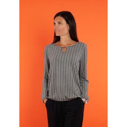 Seidel Moden Damen Langarmshirt &raquo;Exklusiv bei OTTO&laquo; mit grafischem Muster und Cut-Out - MADE IN GERMANY wei&szlig; 46