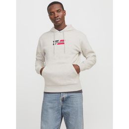 Jack & Jones Jack & Jones Herren Kapuzensweatshirt &raquo;JJECORP GRAPHIC SWEAT HOOD NOOS&laquo;, mit Logo Print wei&szlig; M