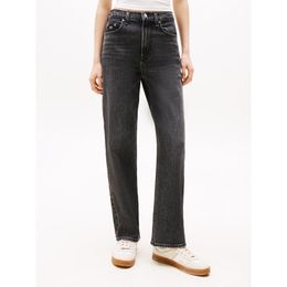 Tommy Jeans Damen Straight-Jeans &raquo;LAYLA HR SLIM STR&laquo; in Kn&ouml;chell&auml;nge schwarz 28, L&auml;nge 32