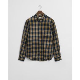 Gant Herren Karohemd &raquo;REG WINDBLOWN FLANNEL CHECK SHIRT&laquo; Mit Rundhalsausschnitt blau M, N-Gr