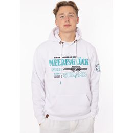 Zwillingsherz Herren Hoodie &raquo;"Meeresgl&uuml;ck"&laquo;, mit gesticktem Detail am &Auml;rmel und Kapuze wei&szlig; L
