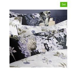 maison h&eacute;ritage PARIS 2er-Set: Satin-Kissenbez&uuml;ge "Hortensia" in Dunkelblau/ Wei&szlig; - 31% | Gr&ouml;&szlig;e 50x70 cm | Dekokissen
