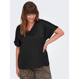 Only Carmakoma Damen Only CARMAKOMA Shirtbluse &raquo;CARBRYNJA LIFE S/S IN-ONE TOP WVN&laquo; in gl&auml;nzender Optik schwarz 42
