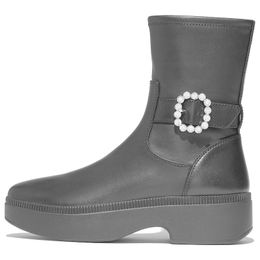 fitflop Damen Plateaustiefelette &raquo;F-LUMA CRYSTAL&laquo; Boots, Chunky Boot mit Plateausohle schwarz 39