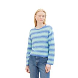 Tom Tailor Denim Damen Tom Tailor Denim Strickpullover in Streifen-Optik und mit Farbverlauf blau XL (42)