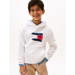 Tommy Hilfiger Jungen Kapuzensweatshirt &raquo;FLAG HOODIE&laquo;, Kinder bis 16 Jahre wei&szlig; 10 (140)