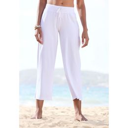 Beach Time Beachtime Damen 7/8-Strandhose aus weichem Jersey, Wide-Leg, Jogginghose, Relaxhose wei&szlig; 36/38, N-Gr